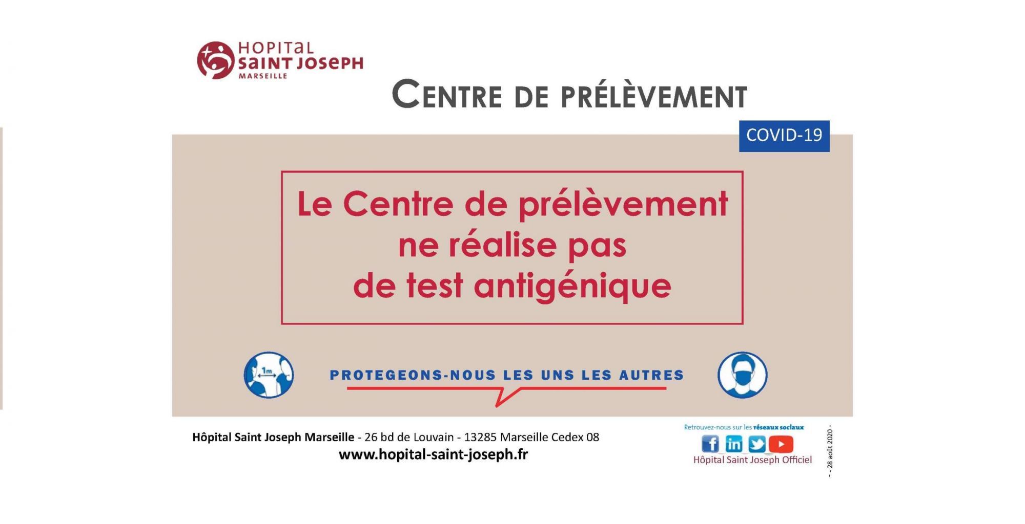 Pas de test antigénique au Centre de prélèvement